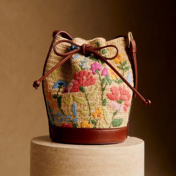 Sezane | Bags | Sezane Mini Farrow Raphia Bag With Multicolor ...